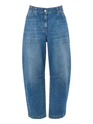 Whistles Barrel Elasticated-waist Stretch-denim Jean - Blue