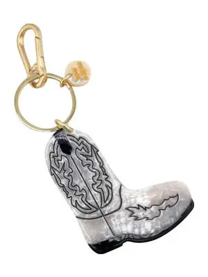 SOLAR ECLIPSE Hand-painted Cowboy Boot Bag Charm - White