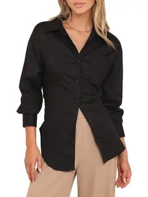PETAL & PUP Yacra Tie Back Button-up Shirt - Black