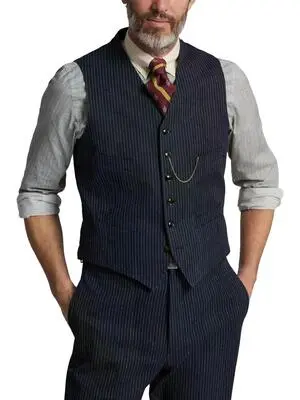 Ralph Lauren Pinstripe Cotton Waistcoat - Blue