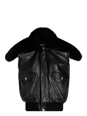 Dolce & Gabbana Fur-collar Leather Gilet - Black