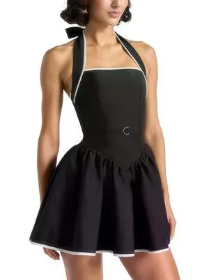 Manière De Voir Maniere De Voir Roxana Halter-neck Belted Mini Dress - Black