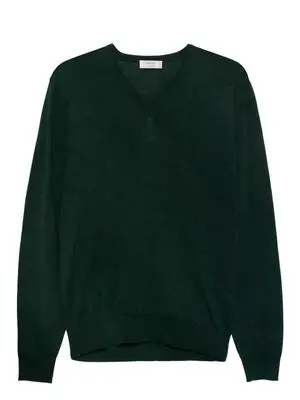 FERRANTE V-neck Long Sleeve Sweater - Green