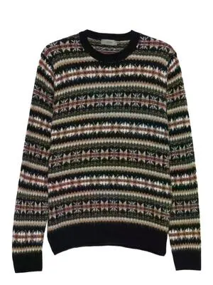 FERRANTE Patterned Round-neck Sweater - Black