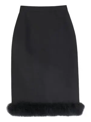Valentino Garavani Crepe Couture Midi Skirt With Feather Embellishment - Black