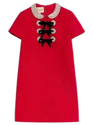 Valentino Garavani Embroidered Crepe Couture Mini Dress - Red