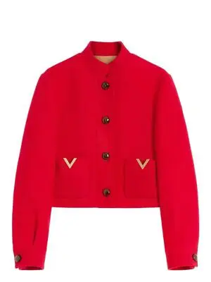 Valentino Garavani Drill Double Caban V-gold Jacket - Red