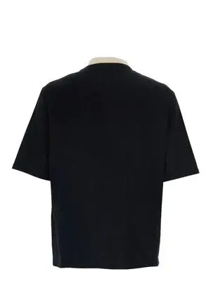 Valentino Garavani Cotton Polo With Inlaid V And Embroidered Panther-patch Black