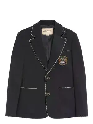 Valentino Garavani Patch Piping Single-breasted Jacket - Black