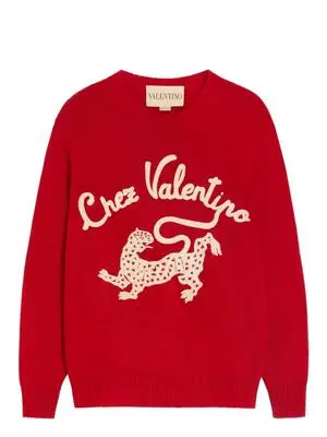 Valentino Garavani Embroidered Wool Jumper - Red
