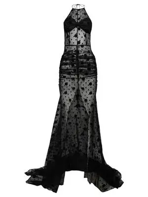 LAQUAN SMITH Halterneck Polka-dot Gown - Black