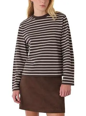 Whistles Striped Round Neck Sweater - Brown/multi
