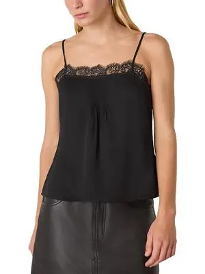 Whistles Lace Trim Cami Top - Black