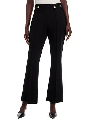 T Tahari Flared Leg Pants With Buttons - Black