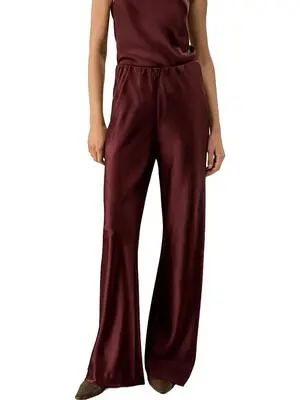 Lilysilk Straight-leg 32mm Silk Satin Pants - Pinot Noir