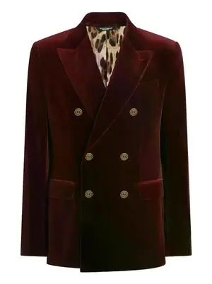Dolce & Gabbana Sicilia Velvet Double-breasted Blazer - Red