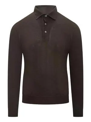 FILIPPO DE LAURENTIIS Button Long-sleeve Polo Shirt - Brown