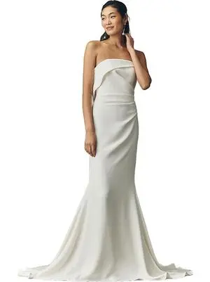 BESA Claude Foldover Strapless Column Gown - Ivory