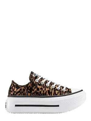 CONVERSE Chuck Taylor All Star Lift Double Stack Platform Leopard Print Sneakers - Incensed/black/white