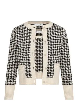DIOR Black And White Houndstooth Technical Cotton Knit