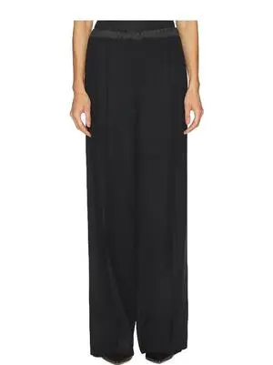 Vince Mid Rise Satin Combo Pull On Pant - Black