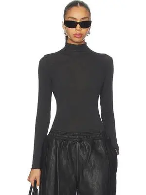SKIMS Sheer Modal Long Sleeve Turtleneck Bodysuit - Onyx