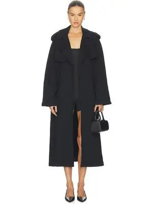SKIMS Boyfriend Fleece Trench Coat - Onyx