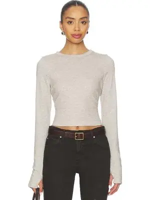 Susana Monaco Carryover Fleece Crew Long Sleeve Top - Sandstone
