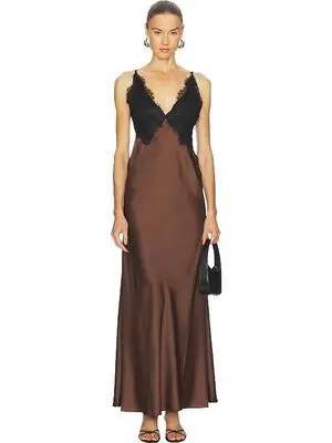 LoveShackFancy Iridia Dress - Chocolate Brown