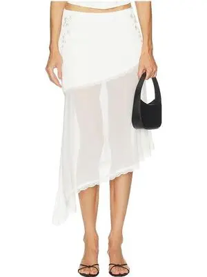 RUNAWAY THE LABEL Emberly Midi Flounce Skirt - White