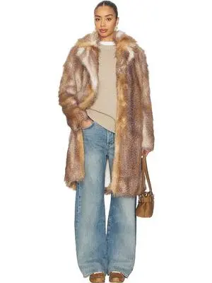 UNREAL FUR Pioneer Faux Fur Coat - Desert