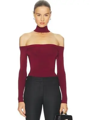 Simkhai Lila Cold Shoulder Top Oxblood