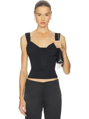 MORE TO COME Georgia Drape Top - Black