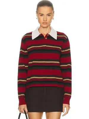 Guest In Residence Cropped Stripe Rugby Sweater - Ruby Combo