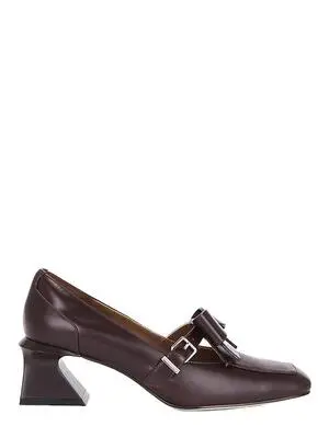 SHUSHU/TONG Square-toe Mid-heel Pumps With Bow Detailing - Brown