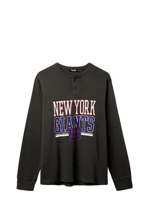 Junk Food Clothing Nfl New York Giants Long Sleeve Henley - Vintage Black