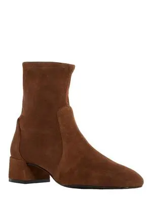 STUART WEITZMAN Maeve Block Heel Booties Deep Coffee