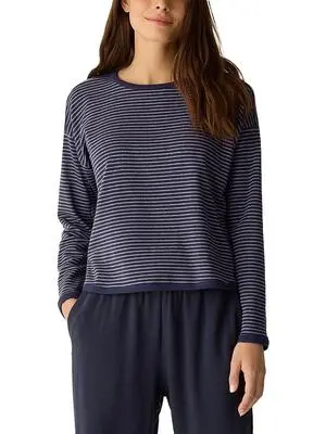 Eileen Fisher Cropped Boxy Round Neck Top - Ink