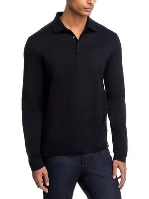 BOSS Pado Long Sleeve Mercerized Cotton Polo Shirt - Black