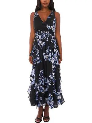 1.State Sleeveless V-neck Ruffle Maxi Dress - Dusty Blue