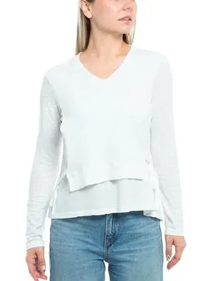 WILT CLOTHING Asymmetric Hem Tee With Body Seams - White