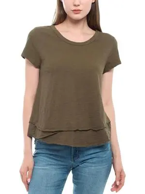 WILT CLOTHING Short Sleeve Mock Layer Tee Dark Olive