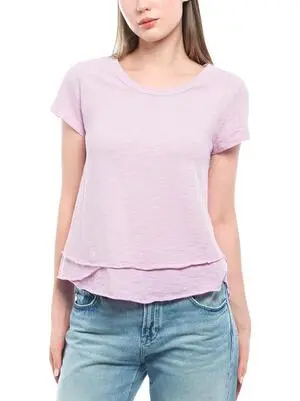 WILT CLOTHING Short Sleeve Mock Layer Tee Mauve Mist