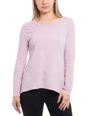 WILT CLOTHING Wide Neck Tee With Ruching Detail - Mauve Mist