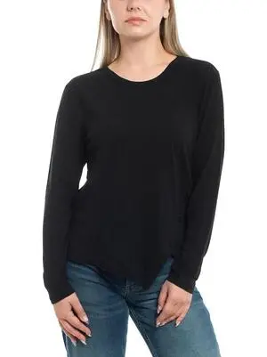 WILT CLOTHING Asymmetrical Hem Tee With Button Detail - Black