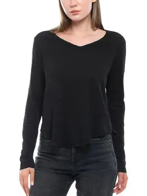 WILT CLOTHING Long Sleeve Shirttail Tee - Black