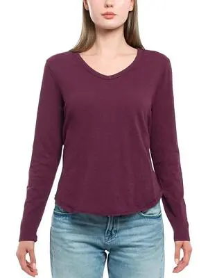 WILT CLOTHING Long Sleeve Shirttail Tee - Dark Fig