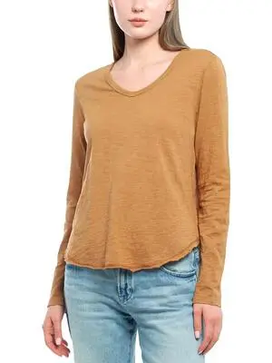 WILT CLOTHING Long Sleeve Shirttail Tee - Medium Brown