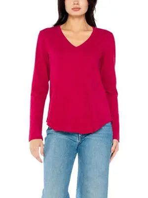 WILT CLOTHING Wilt Clothing Long Sleeve Raw Hem Shirttail Tee Raspberry