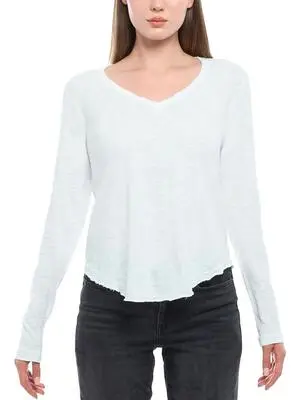 WILT CLOTHING Long Sleeve Shirttail Tee - White